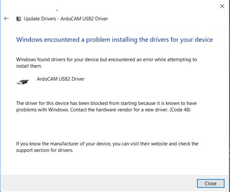 windows driver code 48 error · issue 43 · arducam arducam usb camera shield · github