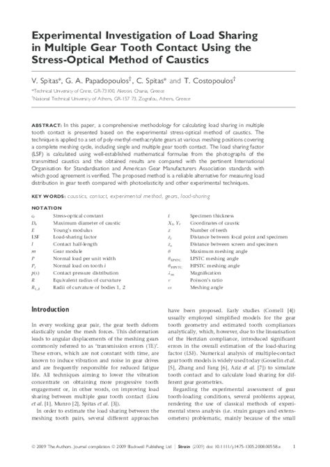 Pdf Experimental Investigation Of Load Sharing In Multiple Gear Tooth Contact Using The Stress