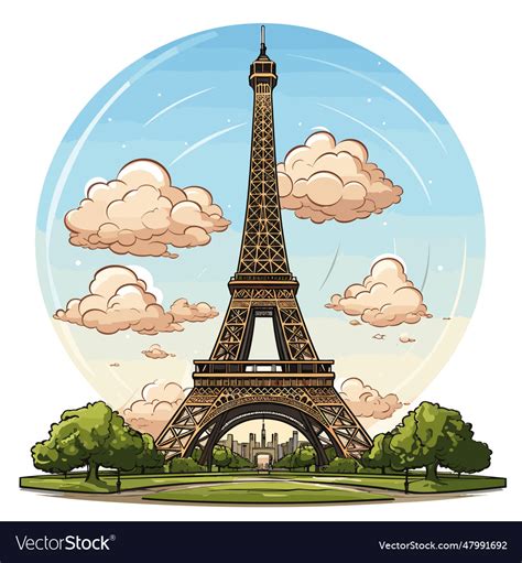 Eiffel Tower Hand Drawn Comic Royalty Free Vector Image