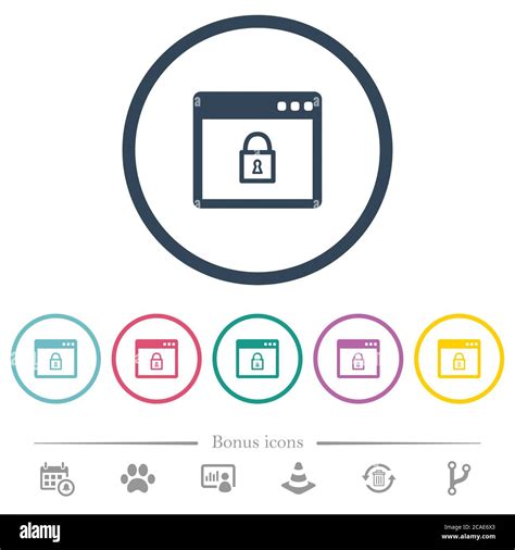 Unlock Application Flat Color Icons In Round Outlines 6 Bonus Icons Included Stock Vector Image