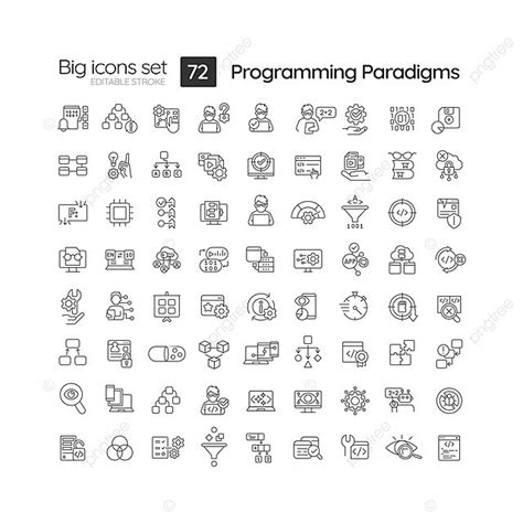 Programming Language Paradigms Linear Icons Set Application Bundle Education Vector Application