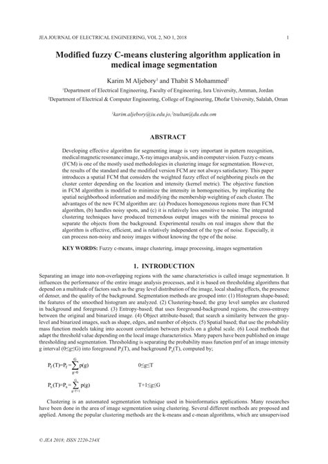 Pdf Modified Fuzzy C Means Clustering Algorithm Application In