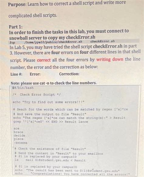 Solved Purpose Learn How To Correct A Shell Script And