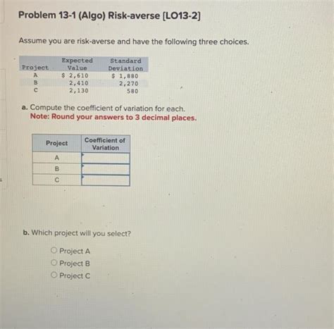 Solved Problem Algo Risk Averse LO Assume You Chegg Com