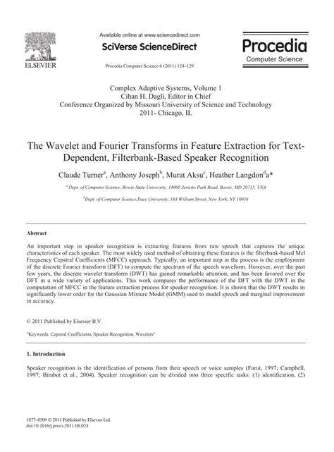 Pdf The Wavelet And Fourier Transforms In Feature Extraction For Text Dependent Filterbank