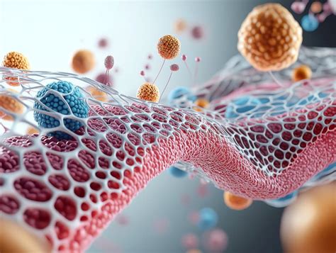 3d Render Of Colorful Organic Cells And Molecules Intertwined In