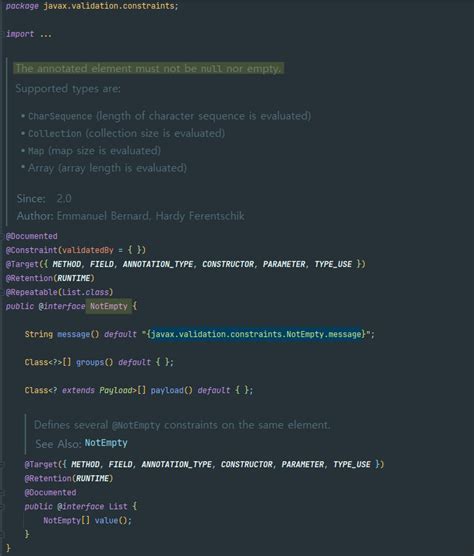 Notnull Notempty Notblank 의 차이