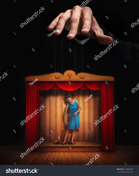 Male Hand Controlling Small Woman Puppet Stock Photo 218002645 Shutterstock