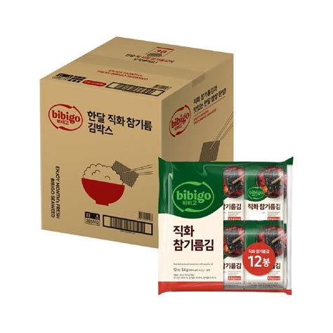 비비고 한달 직화 참기름 김박스 4 5g 12개입 X4개 총 48개 홈플러스 택배배송