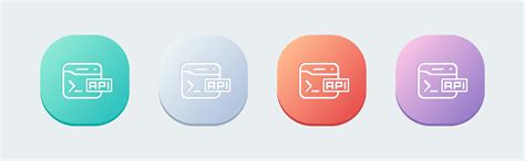 Api Line Icon In Flat Design Style Application Programming Interface