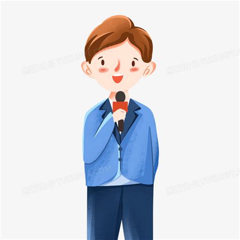 手绘卡通播音主持人物元素PNG图片素材下载 卡通PNG 熊猫办公