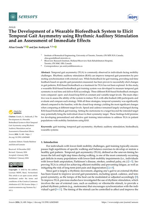 Pdf The Development Of A Wearable Biofeedback System To Elicit Temporal Gait Asymmetry Using
