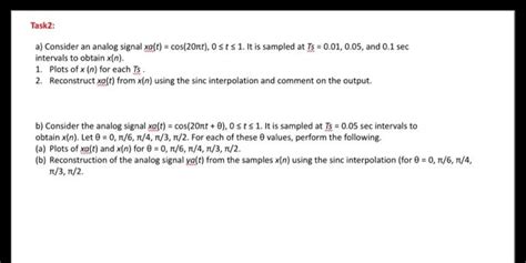 solved task1 a consider an analog signal x t consisting