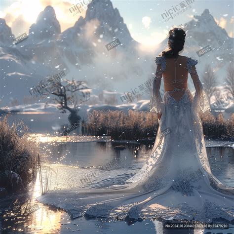 Ai创作图婚纱画册用图 婚纱海报制作 婚纱女子背影 数码特效后期 冬日拍照场景 雪景婚纱 公主背影图片大全 梦幻后幕背景素材 欣赏梦幻雪景观 飘雪长裙 婚纱写真背景 冬wonderland