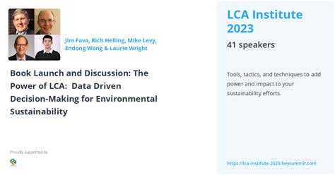 Book Launch And Discussion The Power Of Lca Data Driven Decision Making For Environmental