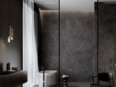 Porcelain Stoneware Wallfloor Tiles With Stone Effect Lithos Carbon Lithos Collection By Cotto