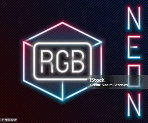 빛나는 네온 라인 Rgb와 Cmyk 색상 혼합 아이콘은 검은 색 배경에 격리 다채로운 개요 개념 벡터 0명에 대한 스톡 벡터 아트 및 기타 이미지 Istock