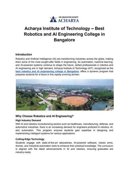 Best Robotics And Ai Engineering College In Bangalore Pdf