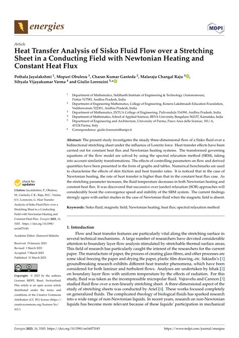 Pdf Heat Transfer Analysis Of Sisko Fluid Flow Over A Stretching Sheet In A Conducting Field