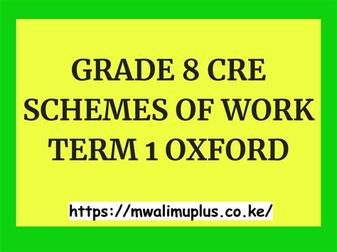 Grade 8 Cre Schemes Of Work Term 1 Oxford Mwalimu Plus Kenya