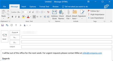 create automatic replies in and windows 10 mail app
