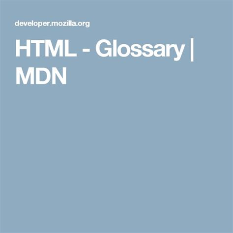 Html Glossary Mdn Glossary Web Development Descriptive