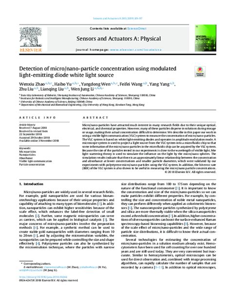 Pdf Detection Of Micronano Particle Concentration Using Modulated Light Emitting Diode White