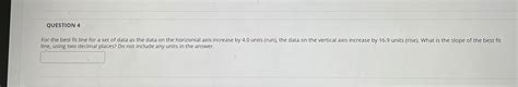 Solved Question 4for The Best Fit Line For A Set Of Data As
