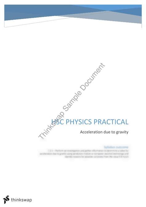 Acceleration Due To Gravity Practical For Hsc Physics Physics Year