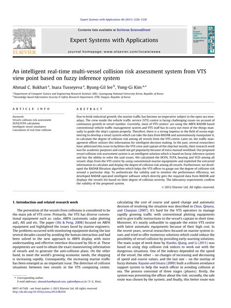 Pdf An Intelligent Real Time Multi Vessel Collision Risk Assessment System From Vts View Point