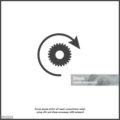 벡터 기어 아이콘과 화살표 흰색 격리 된 배경에 워크플로 기호입니다 쉽게 편집 그림에 대 한 그룹화 된 레이어 설계에 적합