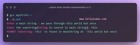 Custom Strstr Function Implementation In C Language Sillycodes