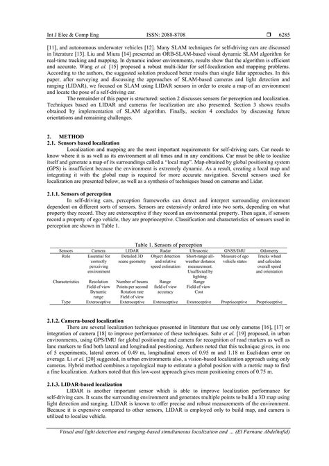 Visual And Light Detection And Ranging Based Simultaneous Localization