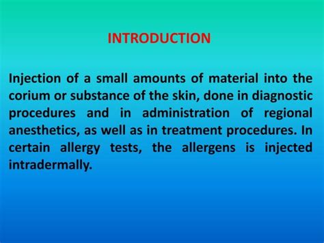 Intra Dermal Injection Procedure Pptx Skin And Dermatology Diseases And Conditions