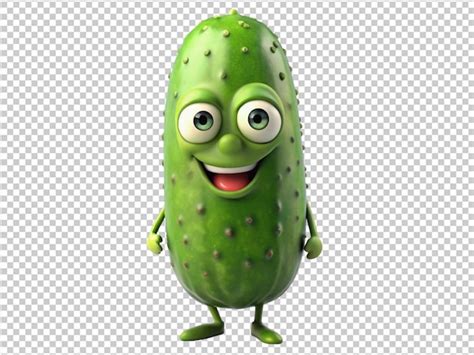 Premium Psd Happy Smiling Cucumber Character Cute