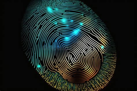 Abstract Fingerprint Illustration As A Symbol Of Private Data And Cybersecurity Generative Ai