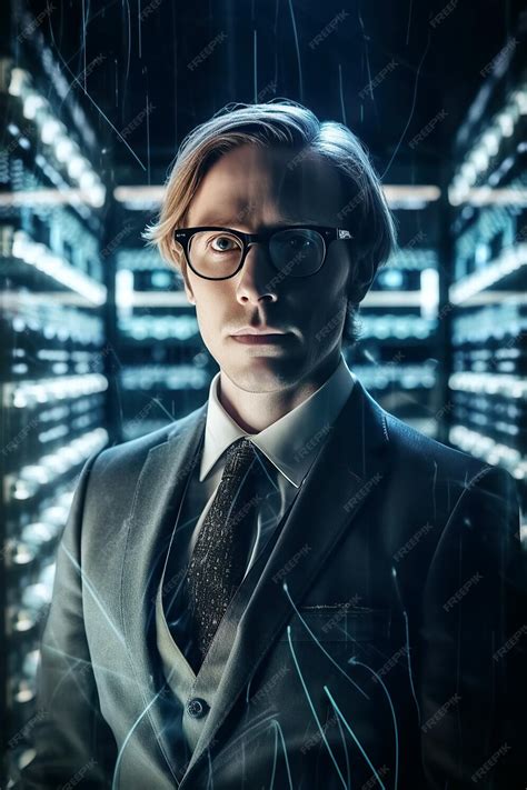 Premium Ai Image Portrait Of Male Engineer In Data Storage Center For Databases And