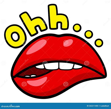 Ohh Sticker Chat Reaction With Female Lips Stock Vector Illustration