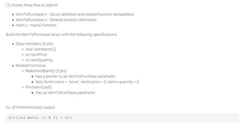 Solved 1 Create Three Files To Submit ItemToPurchase H Chegg