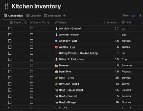 How Do I Set An Exclude Filter In A Database View Ive Got An Inventory Of My Food And It Shows