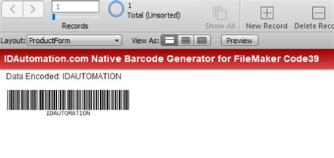 FileMaker Code 39 Barcode Generator