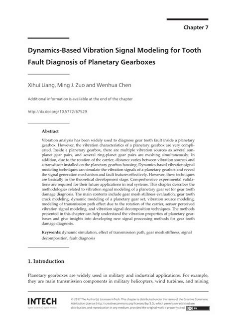 Pdf Dynamics Based Vibration Signal Modeling For Tooth Fault Dokumen Tips