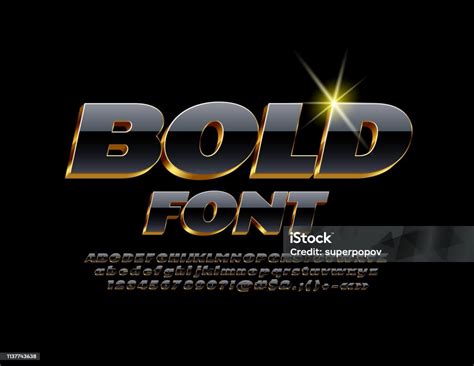 벡터 굵은 글꼴입니다 세련 된 블랙과 골드 3d 알파벳 3차원 형태에 대한 스톡 벡터 아트 및 기타 이미지 3차원 형태 개념 검은색 Istock
