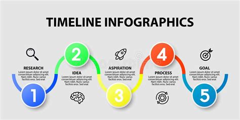 Infographics 5 Step Yellow Color Element With Circle Graphic Chart Diagram Business Graph