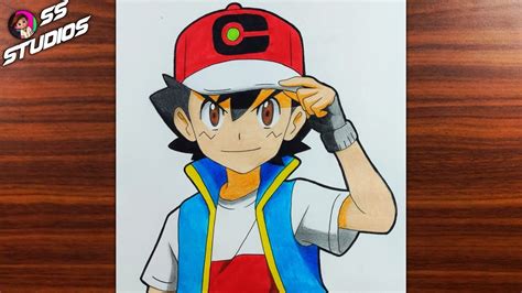 How To Draw Ash Ketchum From Pokemon Beginners Drawing Tutorials Step