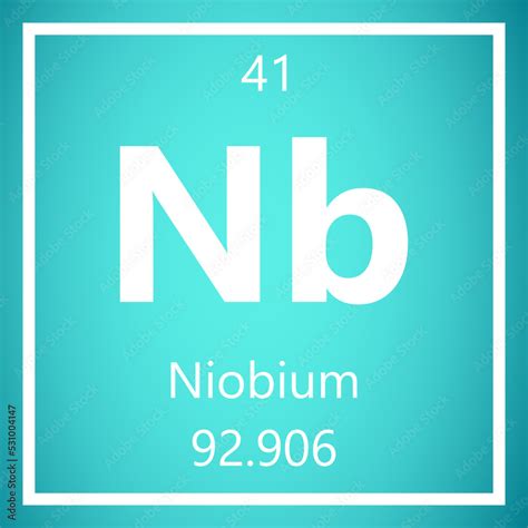 Niobium Nb Periodic Table Of Elements Atomic Mass Vector Illustration Molecule Stock Vector