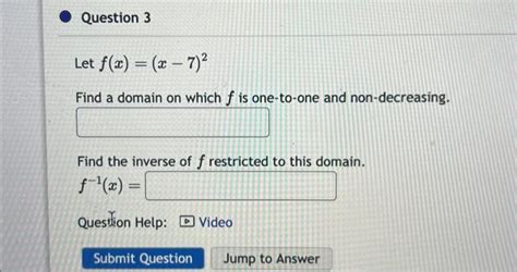 solved let f x x−7 2 find a domain on which f is