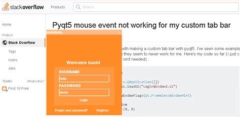 Python Pyqt5 Mouse Event Not Working For My Custom Tab Bar Stack