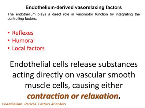 Endothelium Derived Factors Pptx Endocrine And Metabolic Diseases