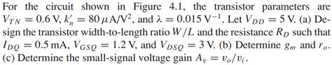 For The Circuit Shown In Figure 4 1 The Transistor Parameters Are Vt